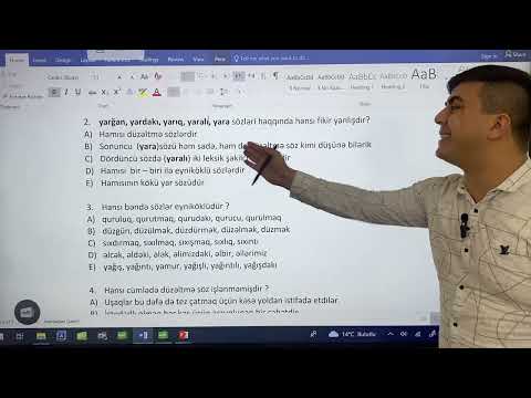 Söz yaradıcılığı 5 suallıq sınaq izahı.