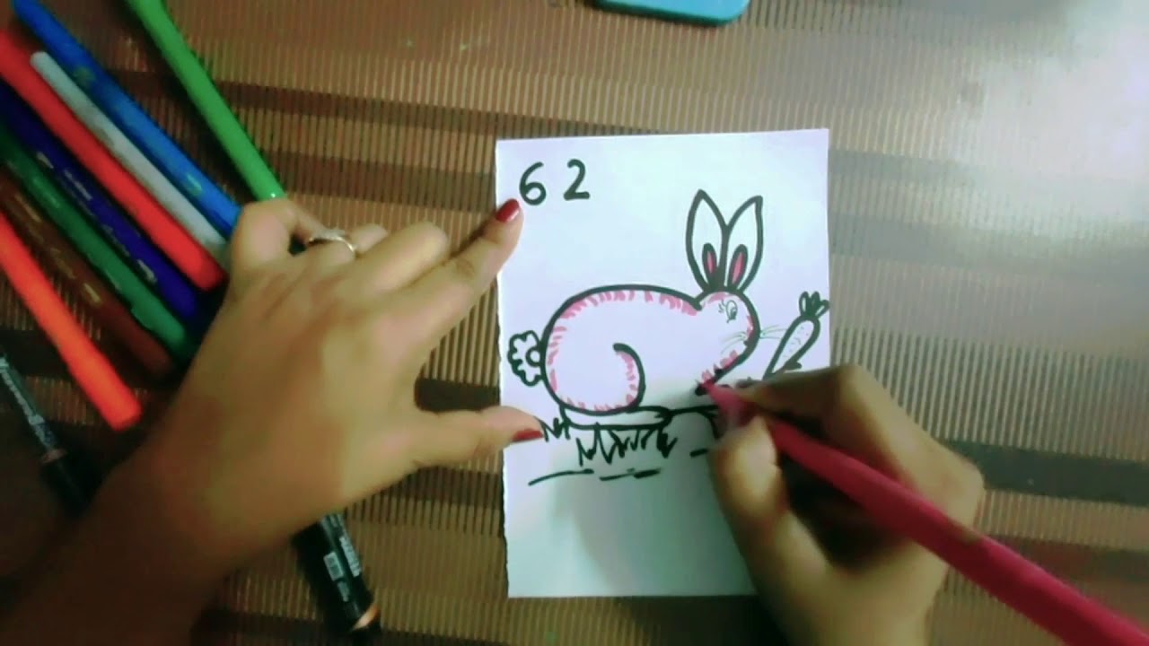 How to make rabbit with number 6 and 2# easy drawing tricks for ...