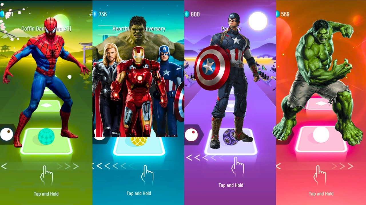 Spiderman 🆚 Avengers 🆚 Captain America 🆚 Hulk | SuperHeroes Tiles Top ...