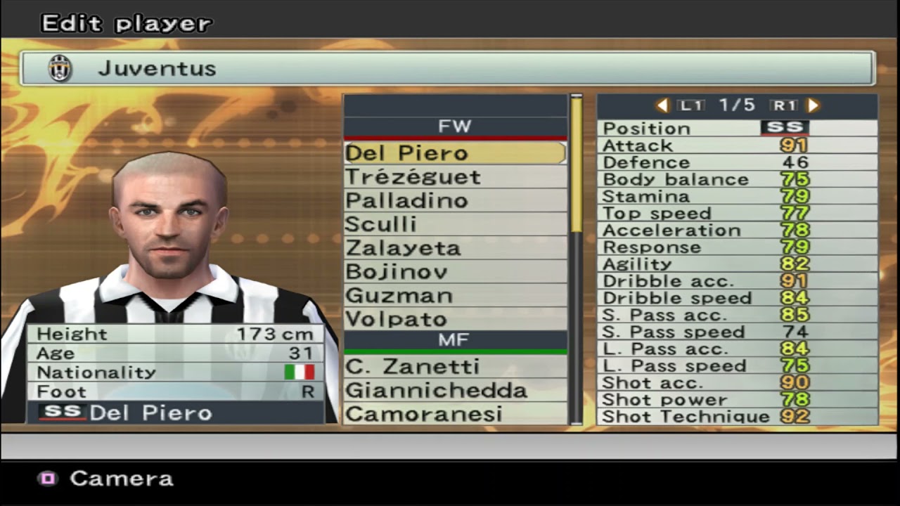 PES 6 - Juventus - Stats - PS2 - YouTube