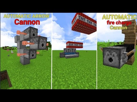 3 SIMPLE RAPID-FIRE CANNONS TUTORIAL in Minecraft Bedrock - YouTube