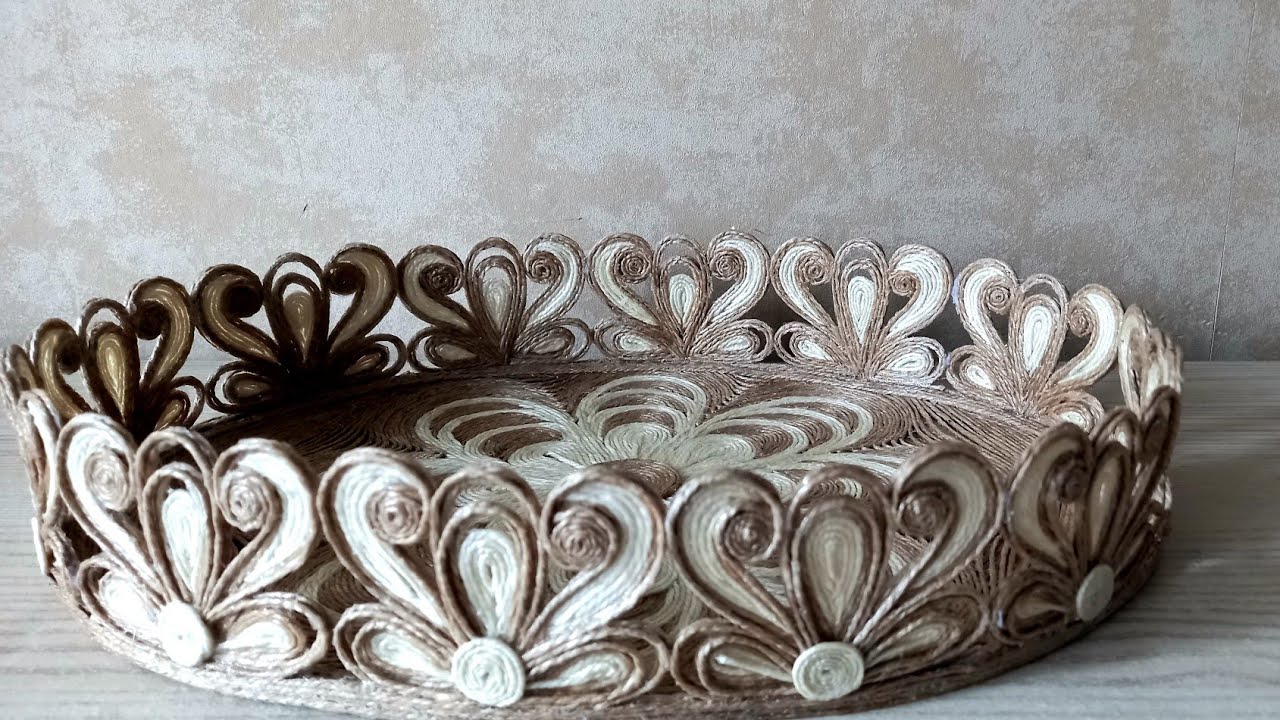 A very beautiful tray made of jute yarn - YouTube