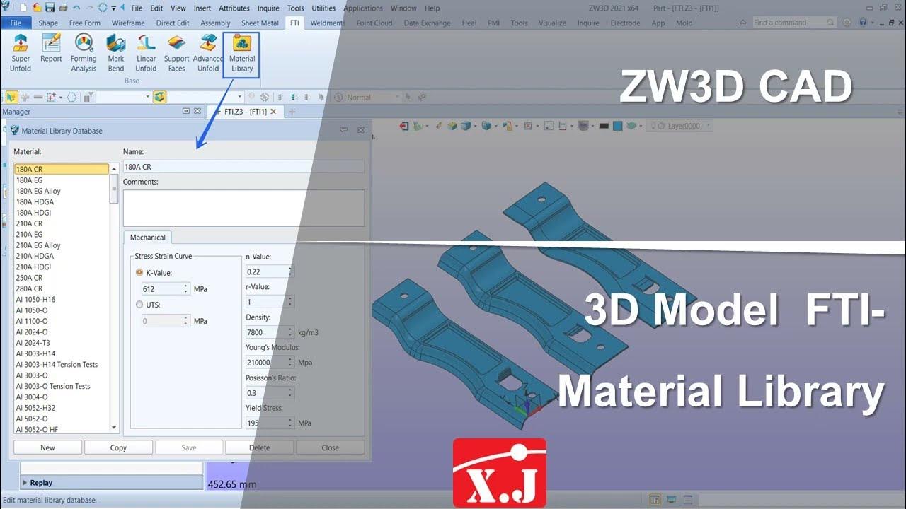 ZW3D CAD FTi Material Library - YouTube