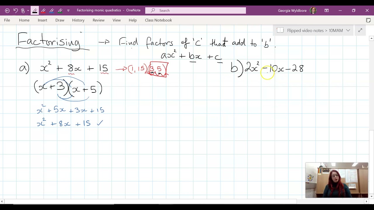 Factorising monic quadratics - YouTube