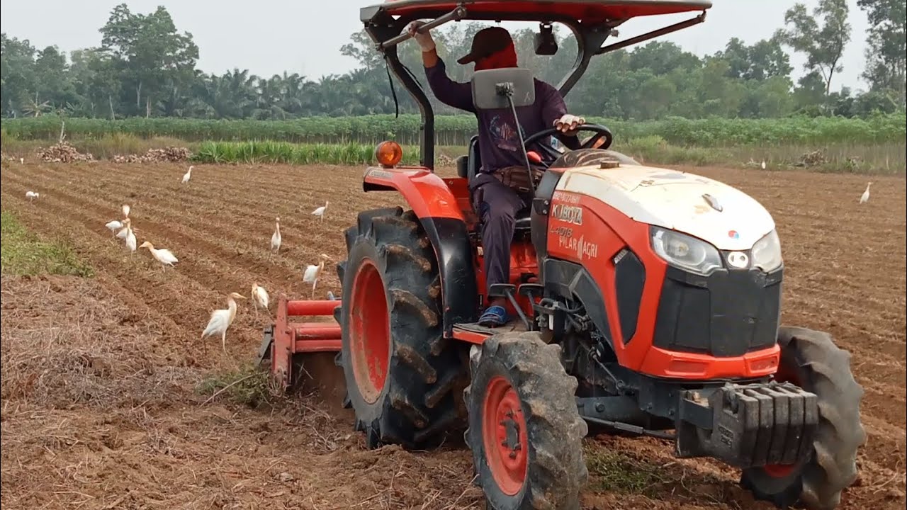 mesin pertanian traktor rotary - YouTube