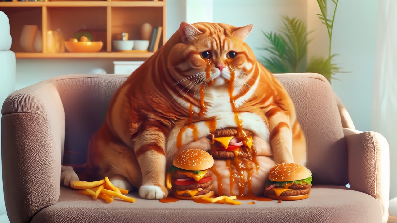 Cat's Belly Contains Countless Hamburgers 😿😻 #cat #cute #ai - YouTube