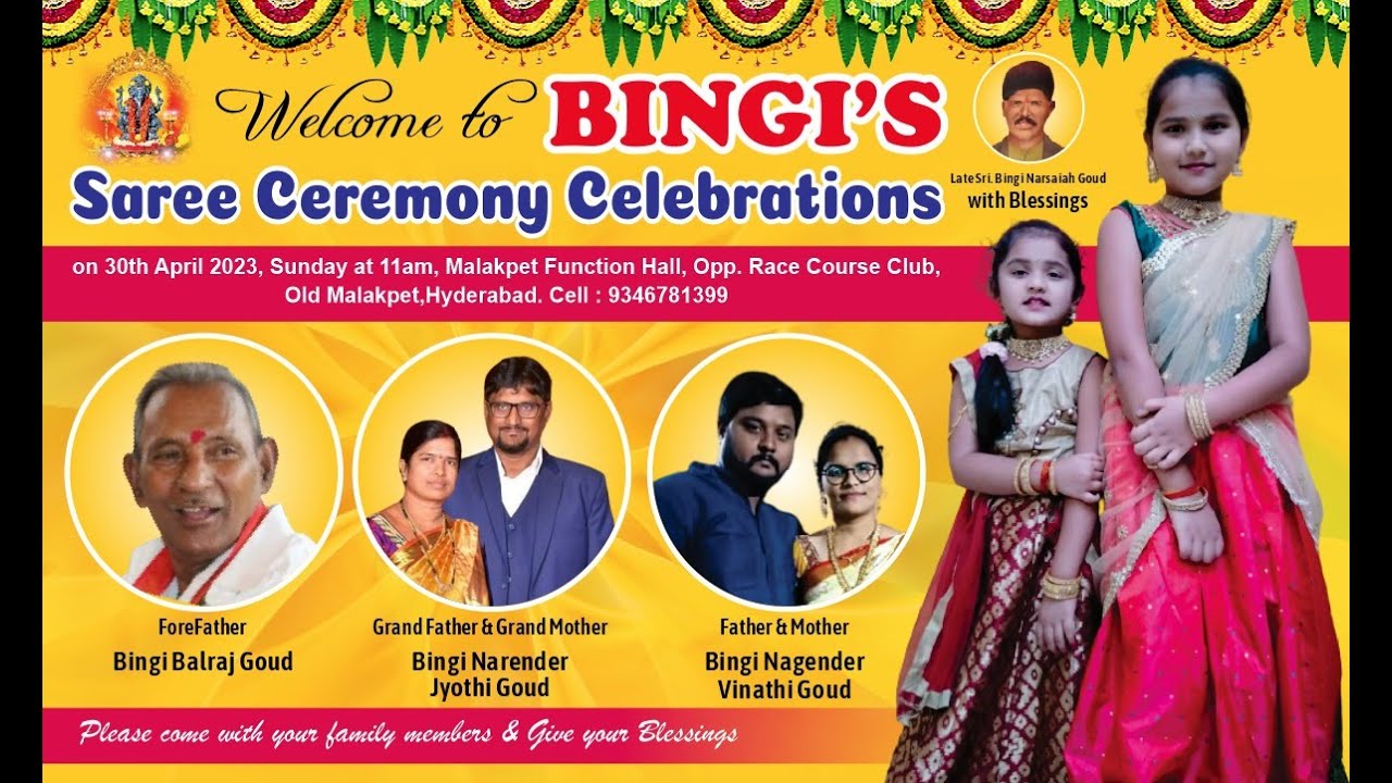 Welcome to Bingi's Saree Ceremony Celebrations | LIVE - YouTube