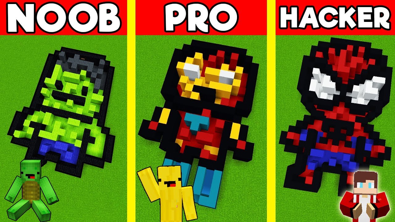 SUPERHERO Mazes Build Battle In Minecraft - NOOB VS PRO CHALLENGE ...