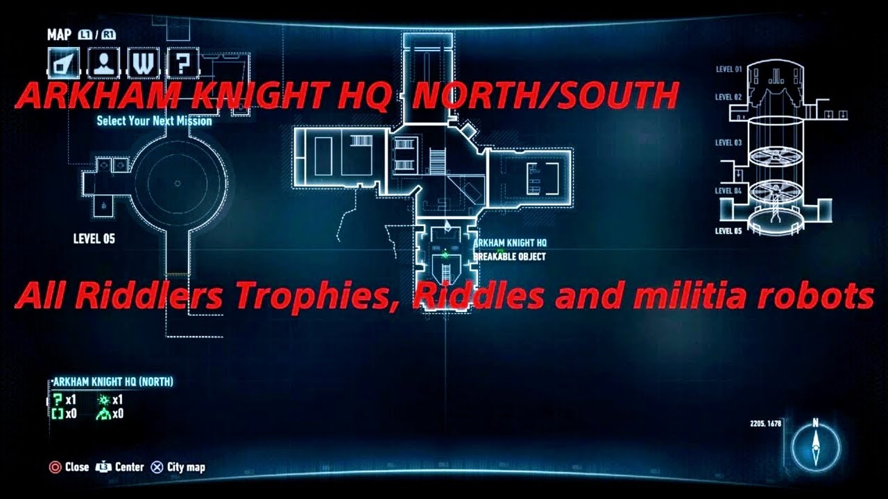 Arkham HQ all Riddler's Trophies, Riddles and militia robots | Batman ...
