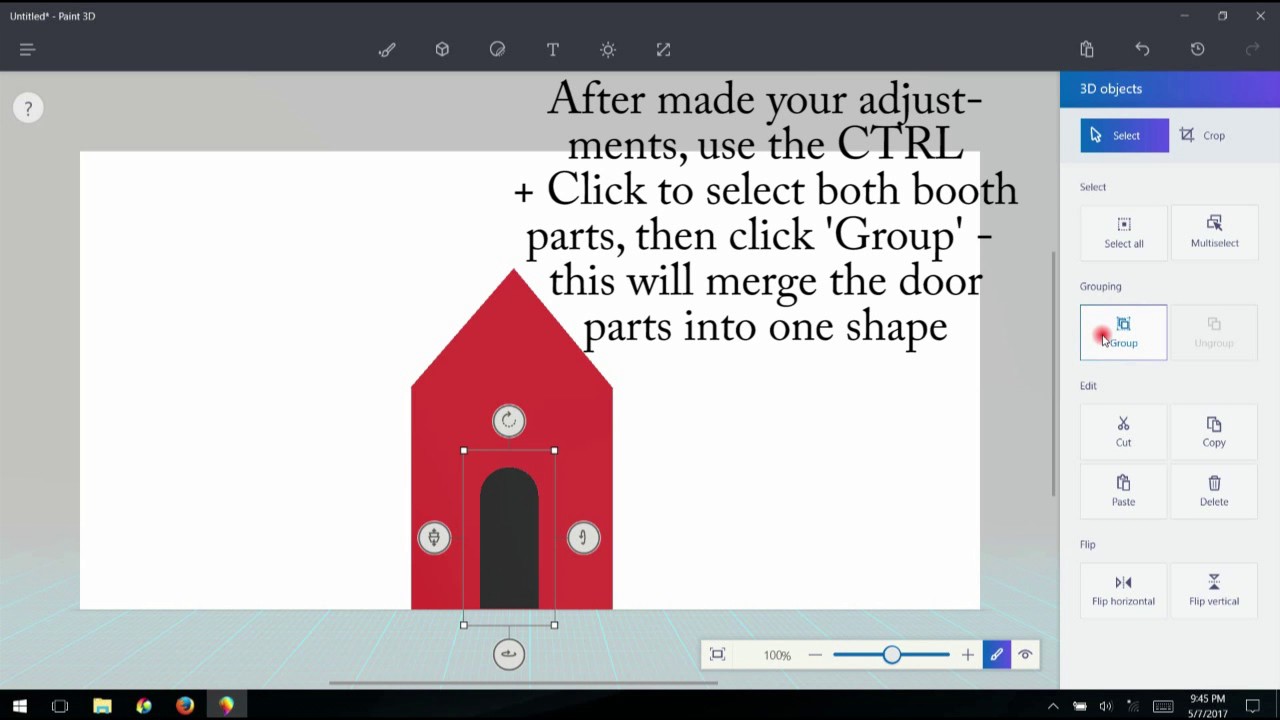 Paint 3d Building a house part 2 Door - YouTube