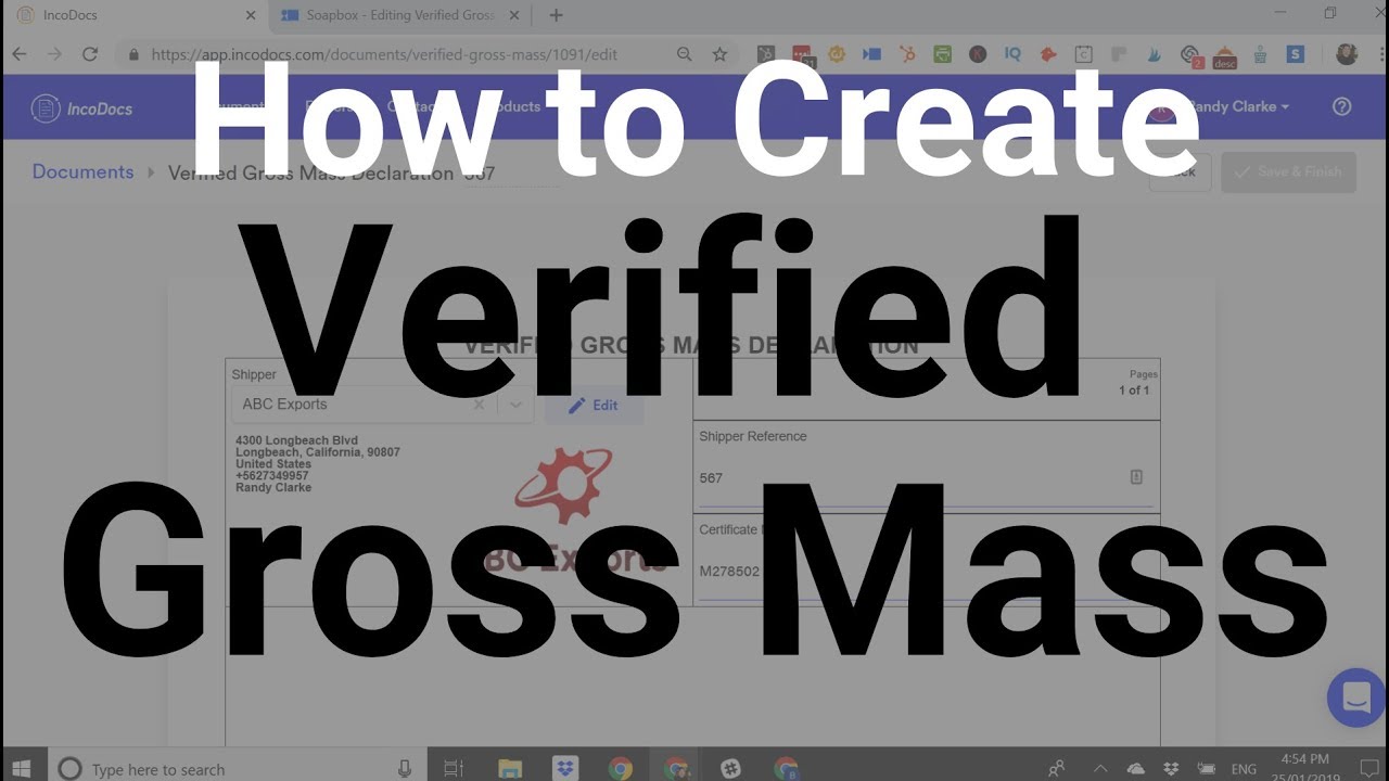 Create Verified Gross Mass Document Certificate Export Logistics Supply Chain - YouTube