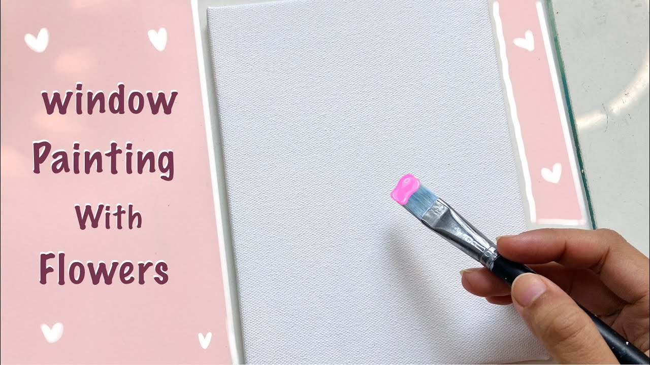 Painting a Window with Beautiful Flowers / Easy Acrylic Painting ...