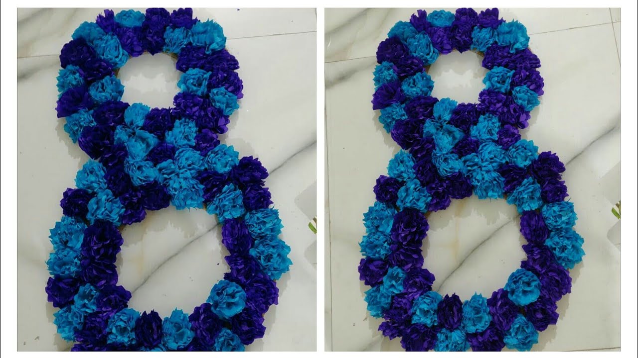 DIY FLORAL NUMBER | BIRTHDAY NUMBER 8 | For monthly birthday | Tissue ...
