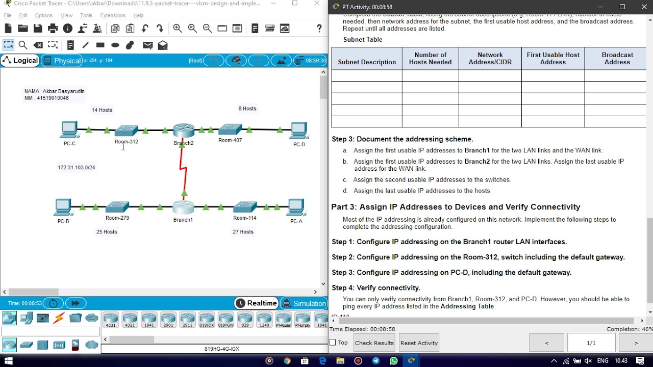 11.9.3 - Packet Tracer - VLSM Design and Implementation Practice - YouTube
