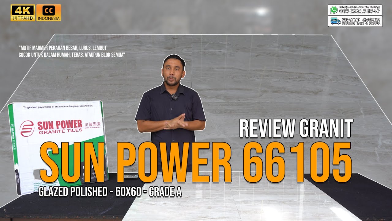 REVIEW GRANIT SUN POWER 66105, MOTIF MARMER ALAMI, PEKAHANNYA BESAR & LURUS || GLAZED POLISHED ...
