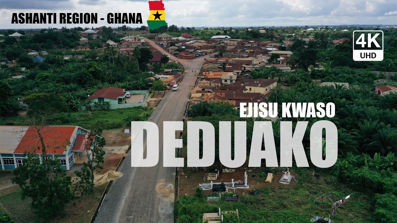 Ejisu Kwaso Deduako Aerial View in the Ashanti Region of Ghana 4K - YouTube