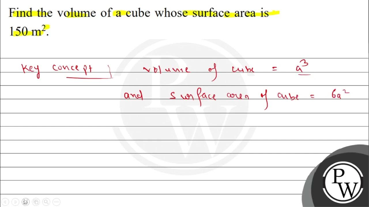 Find the volume of a cube whose surface area is \( 150 \mathrm{~m}^... - YouTube