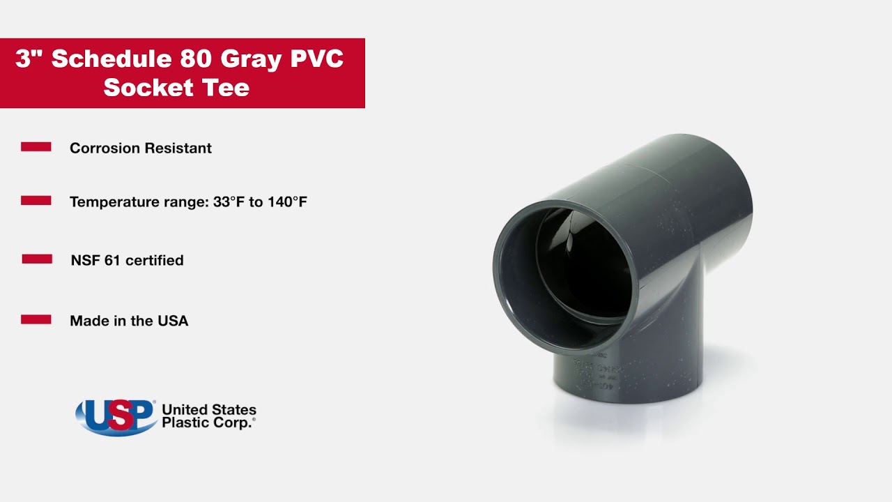 3" Schedule 80 Gray PVC Socket Tee | U.S. Plastic Corporation® - YouTube