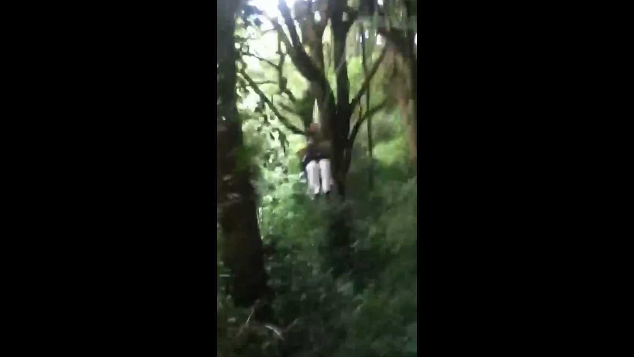 Fat guy breaks zip line - YouTube