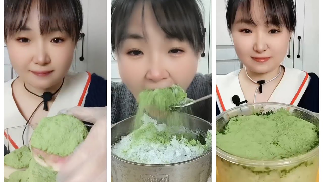 ICE-0378. ASMR ICE, SOFT ICE EATING WITH MATCHA AND CRUNCHY ICE - YouTube