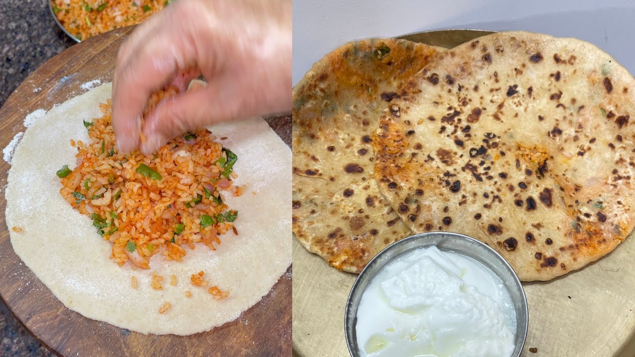 Leftover rice Paratha-बच्चे हुए चावल के पराठे-How to make leftover rice ...