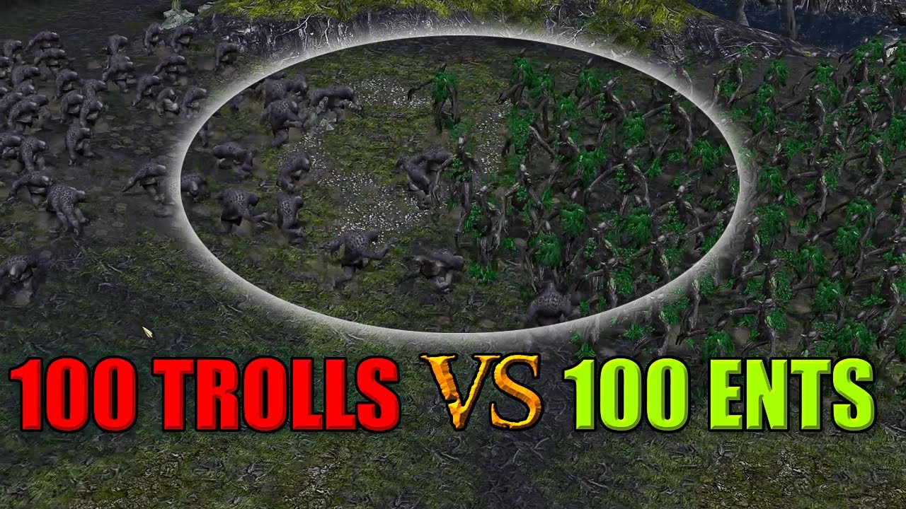 100 Cave Trolls VS 100 Ents | LotR: Battle for Middle Earth - YouTube