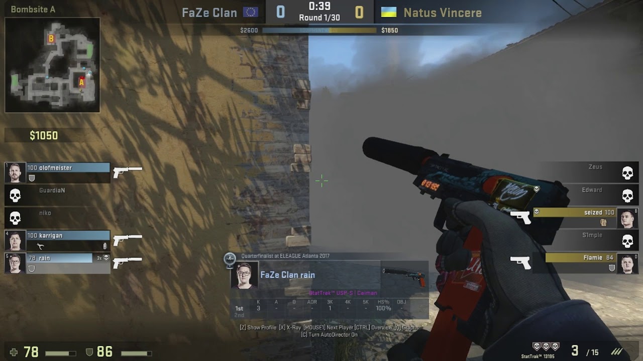 FaZe Rain USP ACE vs Natus Vincere Inferno @ Eleague Premier 2017 - YouTube