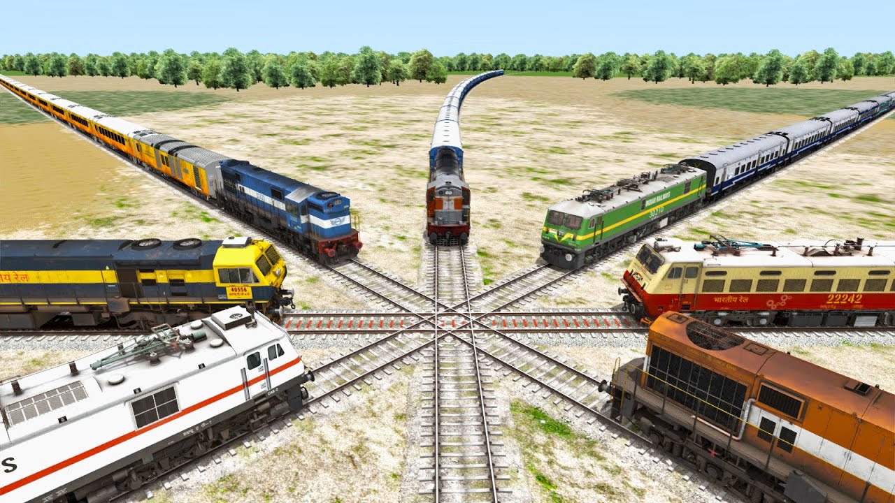 Seven Trains at Forked Railroad :-: Cross each other at Diamond ...