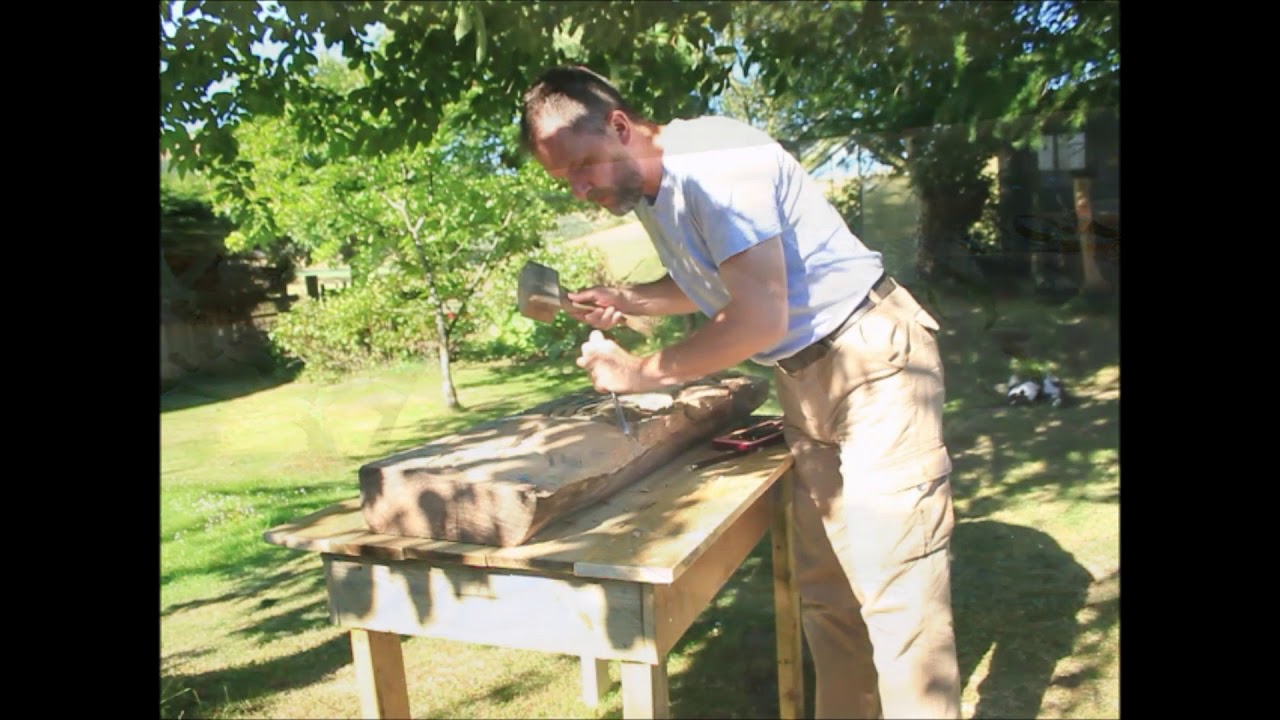 Carving a bass relief sculpture in elm - YouTube