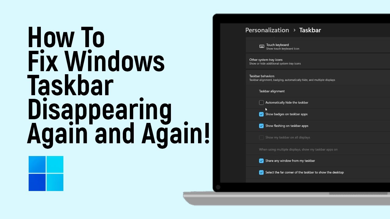 How to Fix Windows Taskbar Disappearing Again and Again [easy] - YouTube