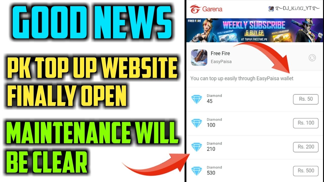 TOP UP CENTER WILL BE OPEN NOW YOU CAN TOPUP EASILY GARENA FREE FIRE By ...