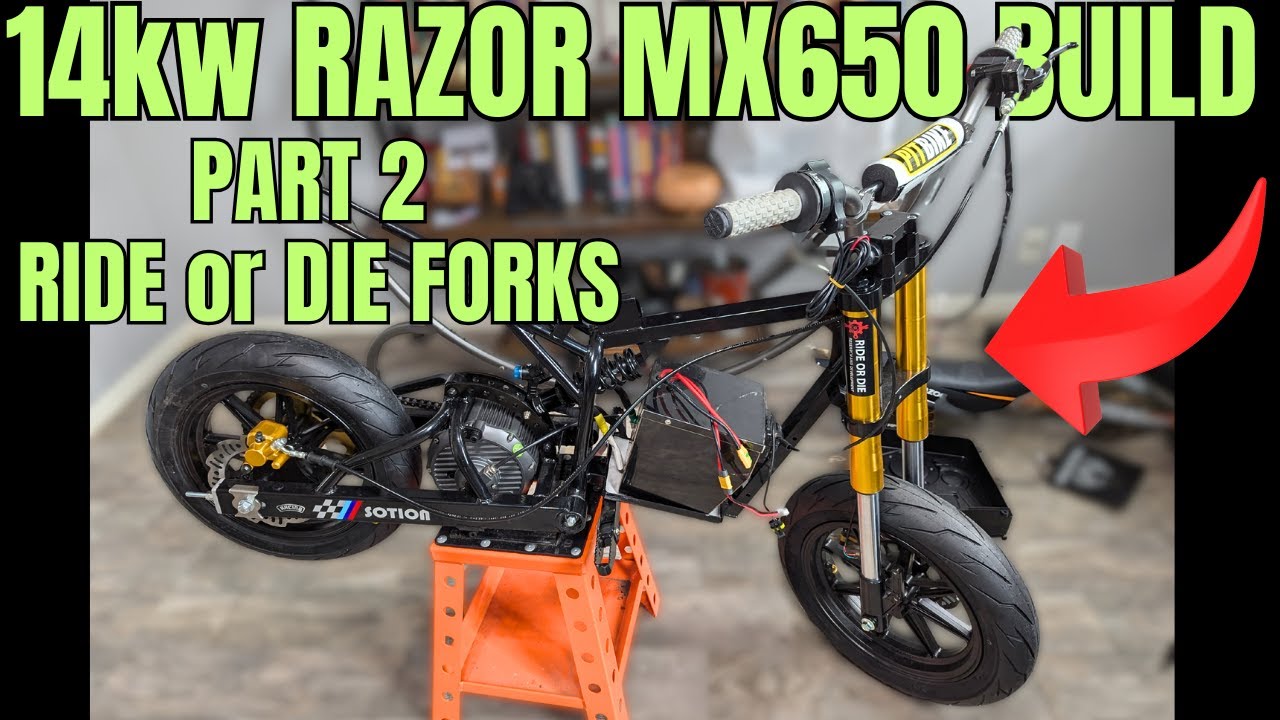 72v Razor MX650 Build Part 2: Frame Mod, Rider or Die Forks & Handlebar ...