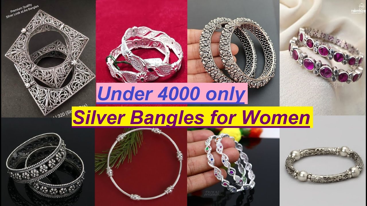Silver bangles designs with price 2024, Silver stone bangles designs ...