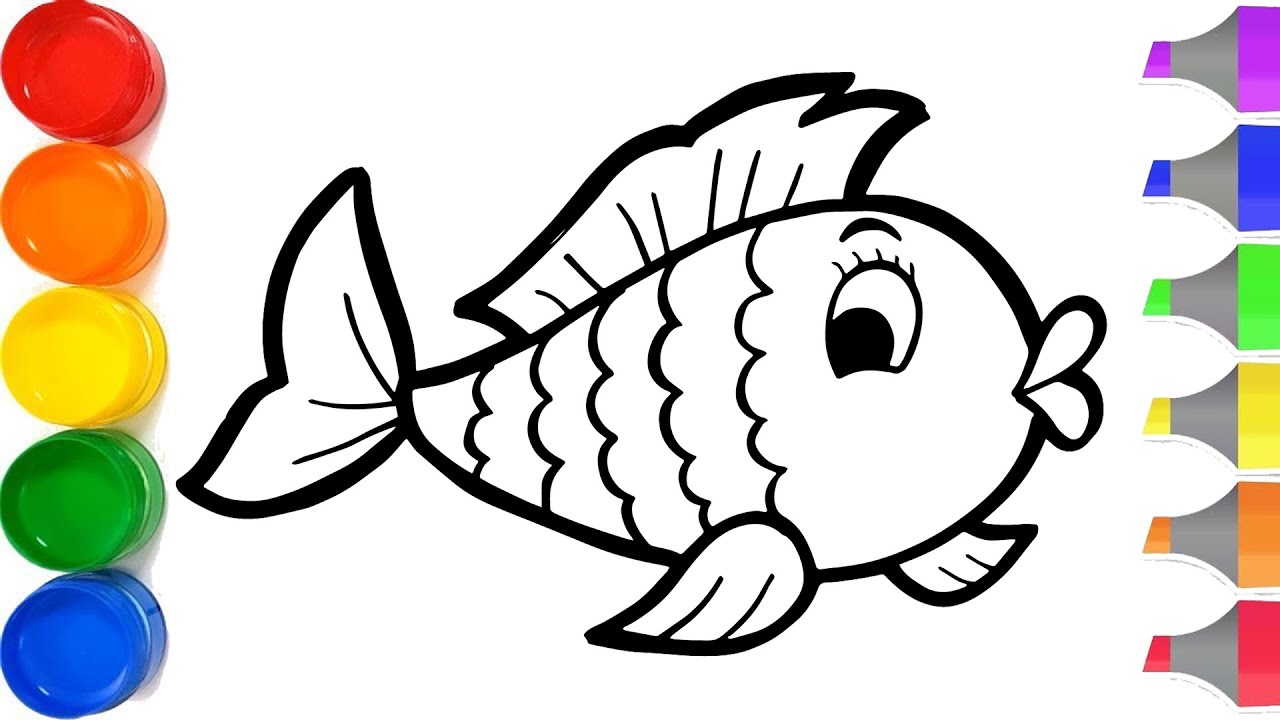 Cara Menggambar dan Mewarnai Ikan untuk anak-an - Glitter Fish drawing ...