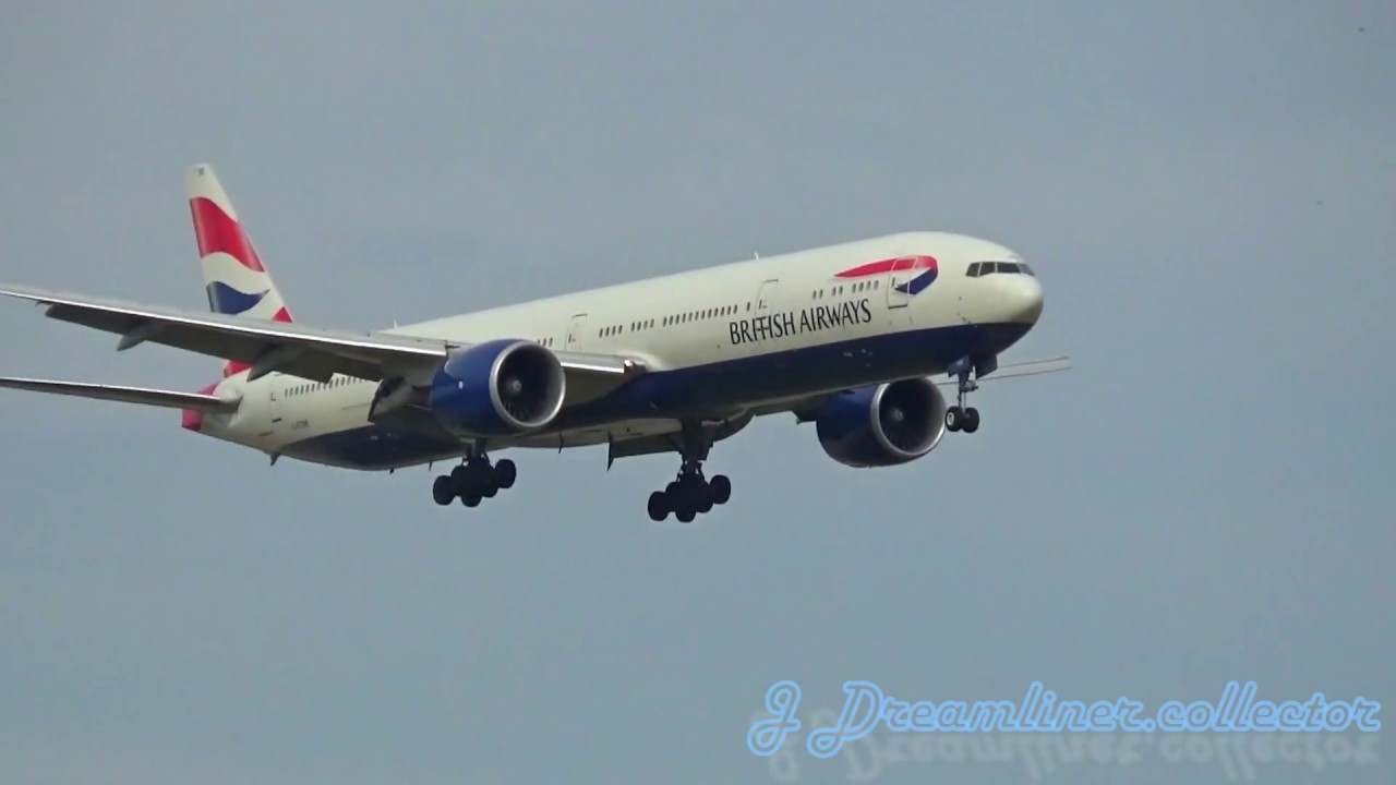 British Airways 777-36N/ER (BA193) landing at DFW Intl. Airport (G-STBE ...