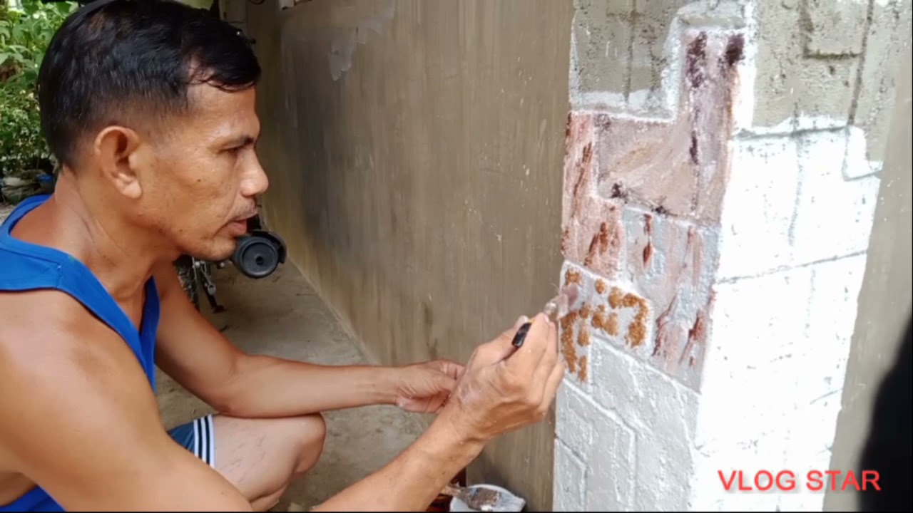 PAANO ANG PAG GAWA NG KULAY TILES SA PADER O HALIGI.. - YouTube