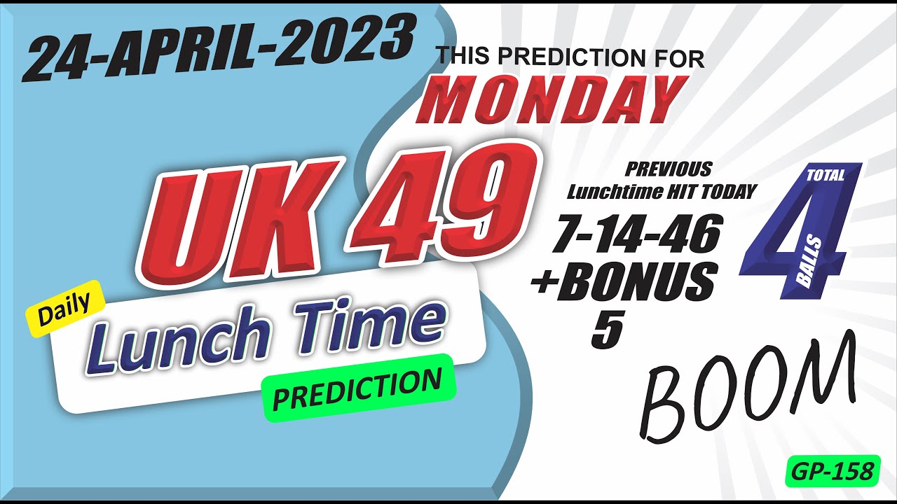 UK49 Lunchtime Prediction | 24 April 23 | UK49s Prediction Today | GP ...