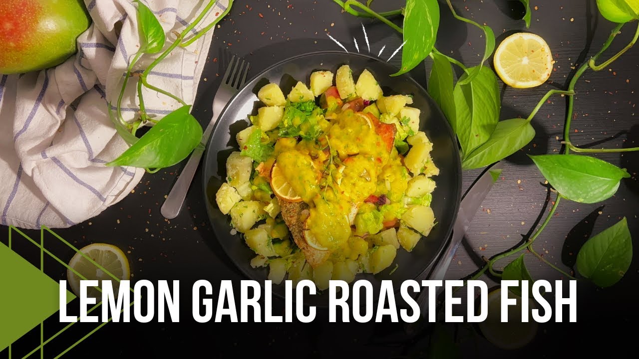 Lemon garlic rosemary fish recipe | Roasted fish with potatoes and ...