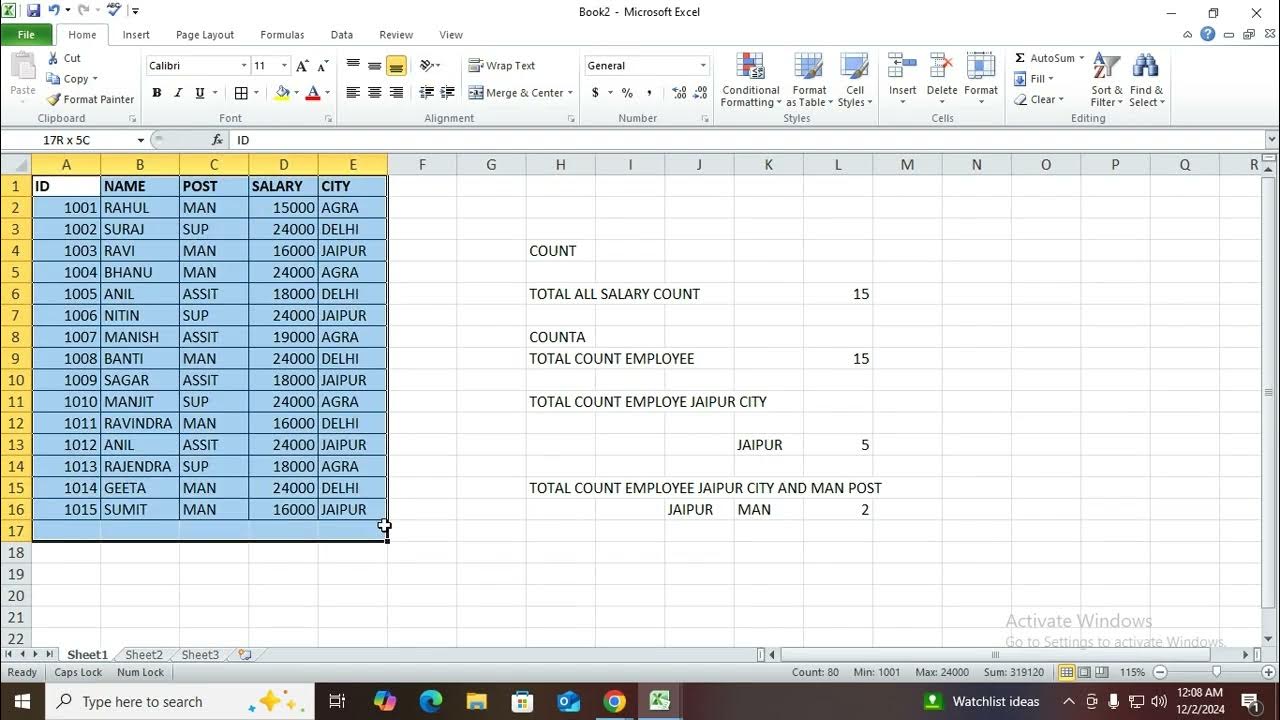 #Sumif and Sumifs Excel Function | Count and Countifs formula in Hindi @backbonecomputer - YouTube
