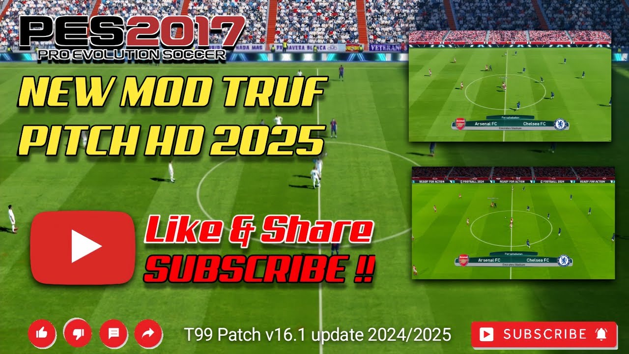 PES 2017 NEW MOD UPDATE TRUF PITCH HD 2025 AIO - YouTube