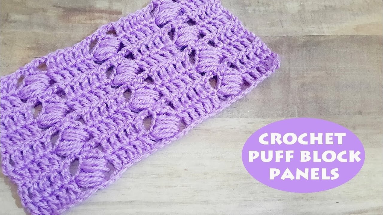How to crochet a puff block panels stitch? | Crochet easy baby blanket ...