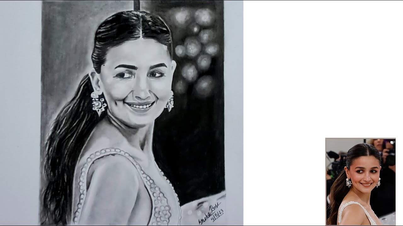 Alia Bhatt's Pencil Drawing | Charcoal sketch |Portrait Tutorial ...