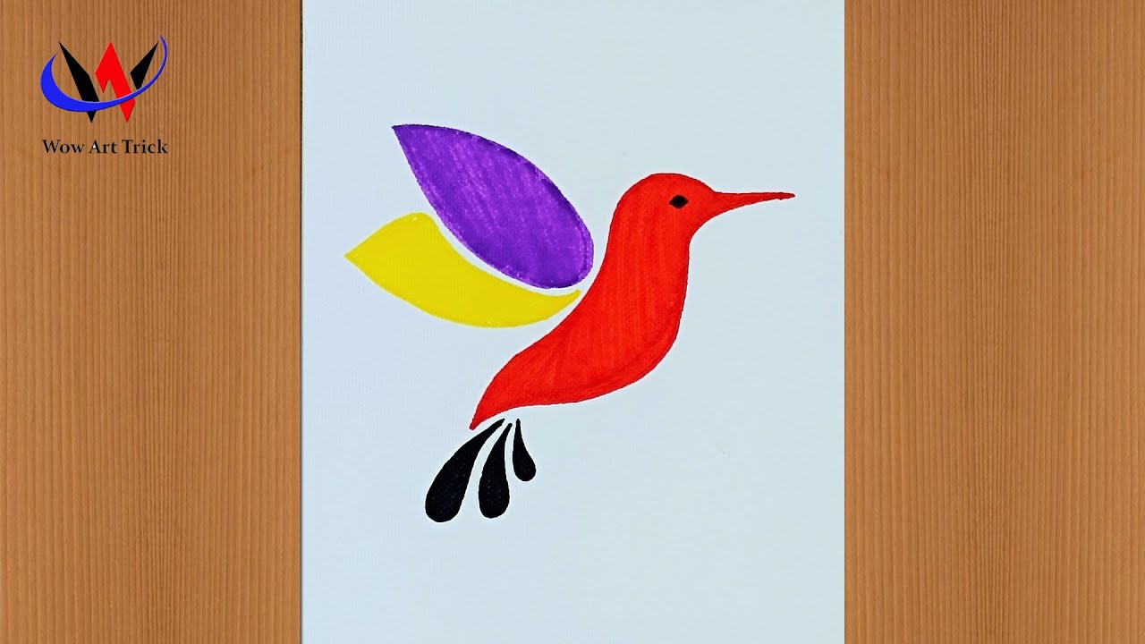 Beautiful Coloring Bird Drawing! Step by step Bird Drawing Easy # ...
