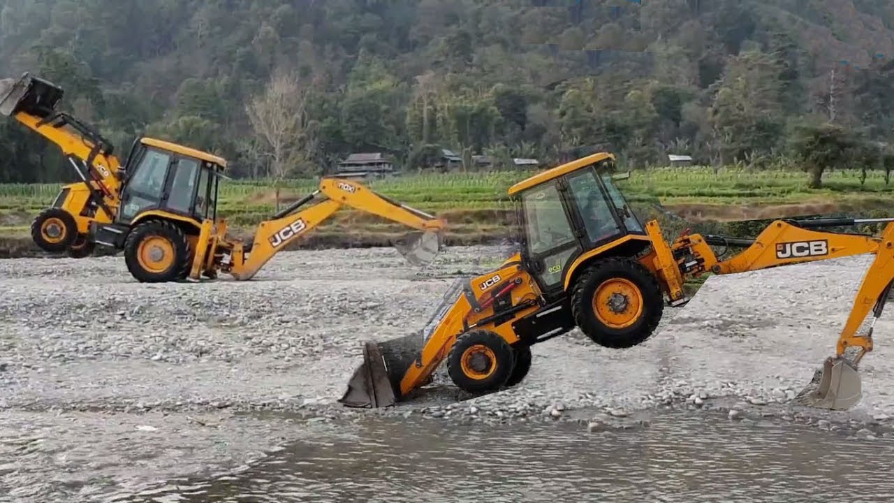 JCB Backhoe Operator-Showing Stunt For Kids and Working in Hill - YouTube