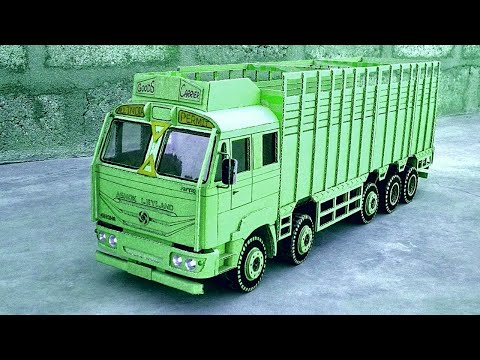 How To Make 14 Wheel RC Ashok Leyland Truck From Cardboard | Diy ashok leyland 4220HG AVTR truck