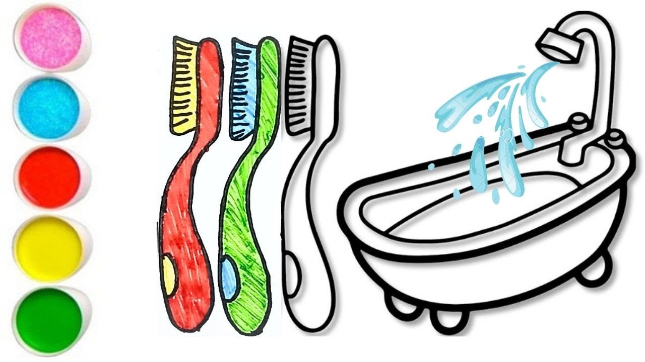 bathtub Drawing and Coloring for Kids, Toddlers | bathtub Drawing easy ...