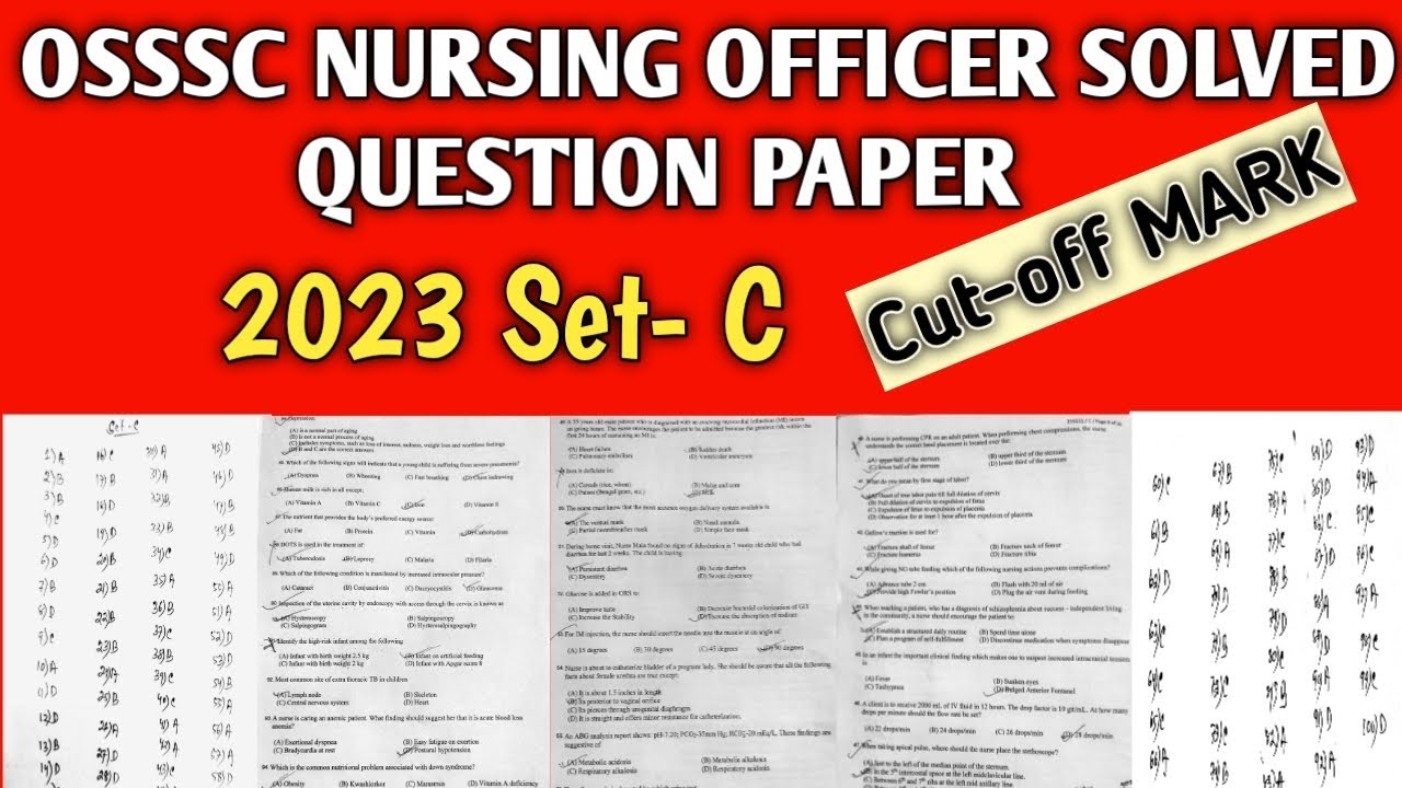 OSSSC NURSING OFFICER SOLVED PAPER/Set-C/Nursing Officer Answer Key ...
