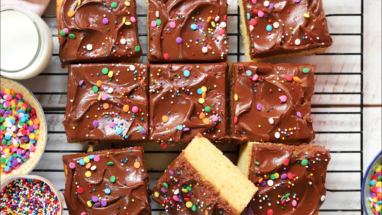 SOFT One Bowl Vanilla Cake with Chocolate Frosting - YouTube