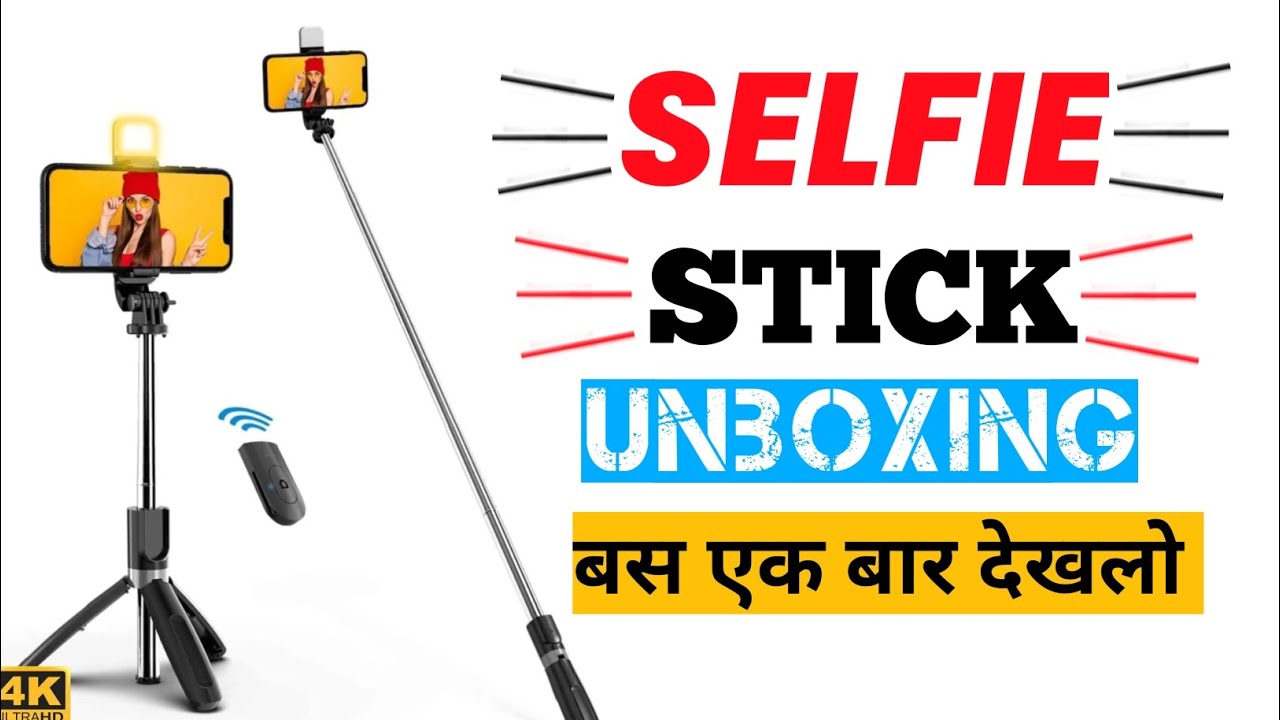 Selfi Stick Unboxing With Light And Tripod Stand and Bluetooth Control# ...
