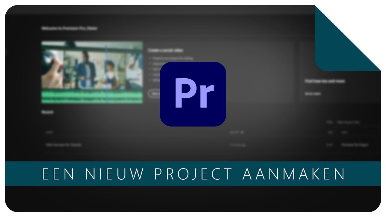 Een nieuw project aanmaken | Premiere Pro - YouTube
